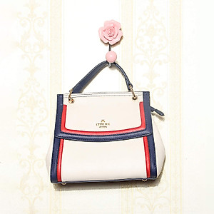 MDPLY Beautiful 3D Flower Ceramic Wall Coat Hook, Chrome Decorative Robe Hook, Scarf, Bag, Towel, Hat etc for Kitchen Bathroom Office (Rose Pink)