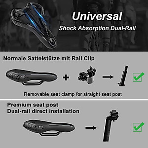 Sanctus Comfortable Bike Seat Men Women Gel Bicycle Saddle Padded Replacement Comfort Road Exercise Bikes Cushion with Waterproof Cove for MTB Mountain Bike Road Bike Exercise Bike