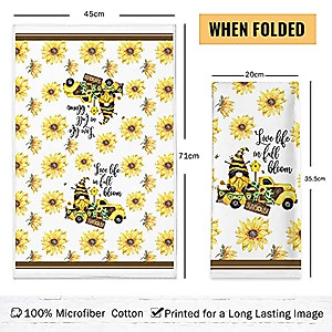 Bonsai Tree Sunflower Kitchen Towels and Dishcloths Sets of 2, Gnomes Bees Farmhouse Dish Towels 18”x28”, Hello Sunshine Seasonal Tea Hand Towels Housewarming Gifts Decor for New Home Bathroom