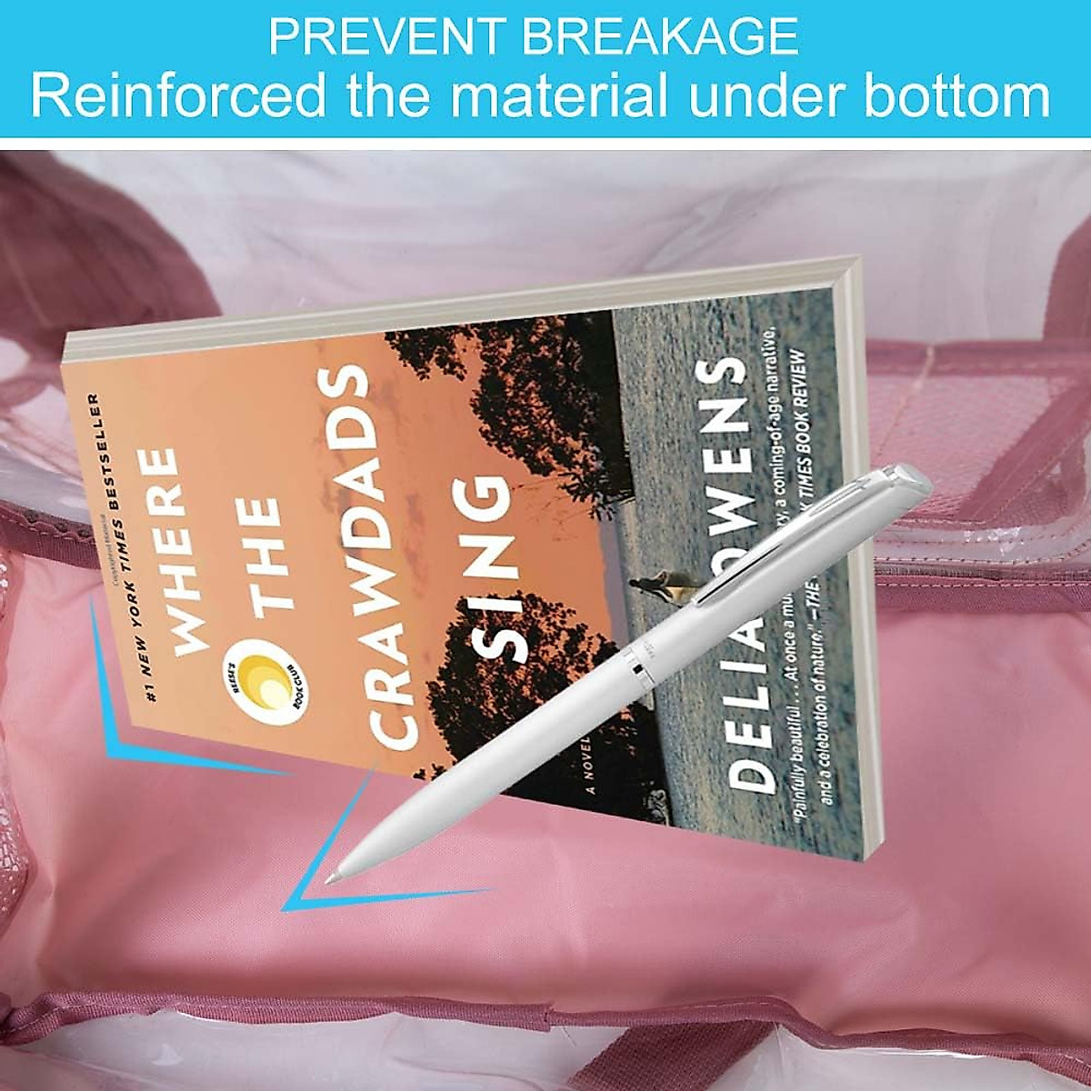 Clear Backpack, Heavy Duty Transparent Bookbag, See Through PVC Backpacks for Women - Pink