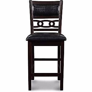 New Classic Furniture Gia 5-Piece Round Counter Height Dining Set with 1 Dining Table and 4 Chairs, 42-Inch, Ebony