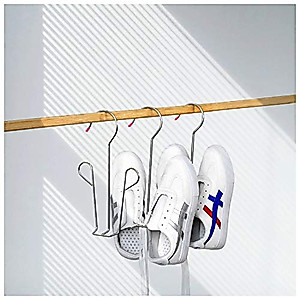 Yisscen 5 Pack Shoes Hanger Drying Rack for Dehumidifying Hanging Leather Shoes, Stainless Steel Drying Shoes Organizer Hook, Space Saving Shoes Hangers for Closet Wall, Multifunctional Shoe Hook