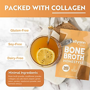 Dr. Kellyann Bone Broth Collagen Powder Packets (7 Servings, 1 Box), 16g Protein/Serving, 100% Grass-Fed Hydrolyzed Collagen Powder, Keto & Paleo Friendly