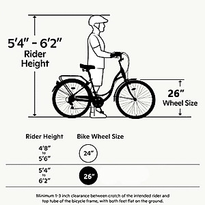 WEEROCK 26 Inch Adult Cruiser Bike Ladies Bicycle Shimano 7 Speeds Steel Frame Commuter Bike for Women, Men, Seniors,Multi Colors,Beige
