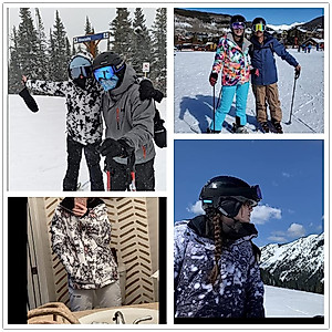 GSOU SNOW Womens Ski Jackets and Pants Set Snowsuit Snowboarding Warm Winter Coat Hooded Waterproof Windproof Insulated,Blue Camouflage,XS