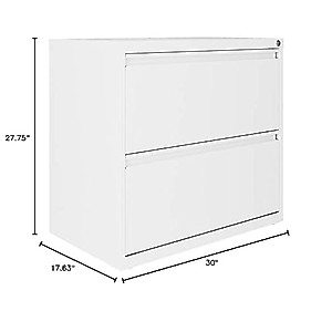 Hirsh 30" W 2 Drawer Metal Lateral File Cabinet Set White. Front to Back Rails, Fully Assembled