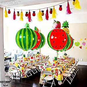 KatchOn, Big Watermelon Balloons for Watermelon Decorations - Pack of 6, 22 inch | 4D Watermelon Balloon for Watermelon Party Decorations | Summer Fruit Balloons for One In A Melon Party Decorations