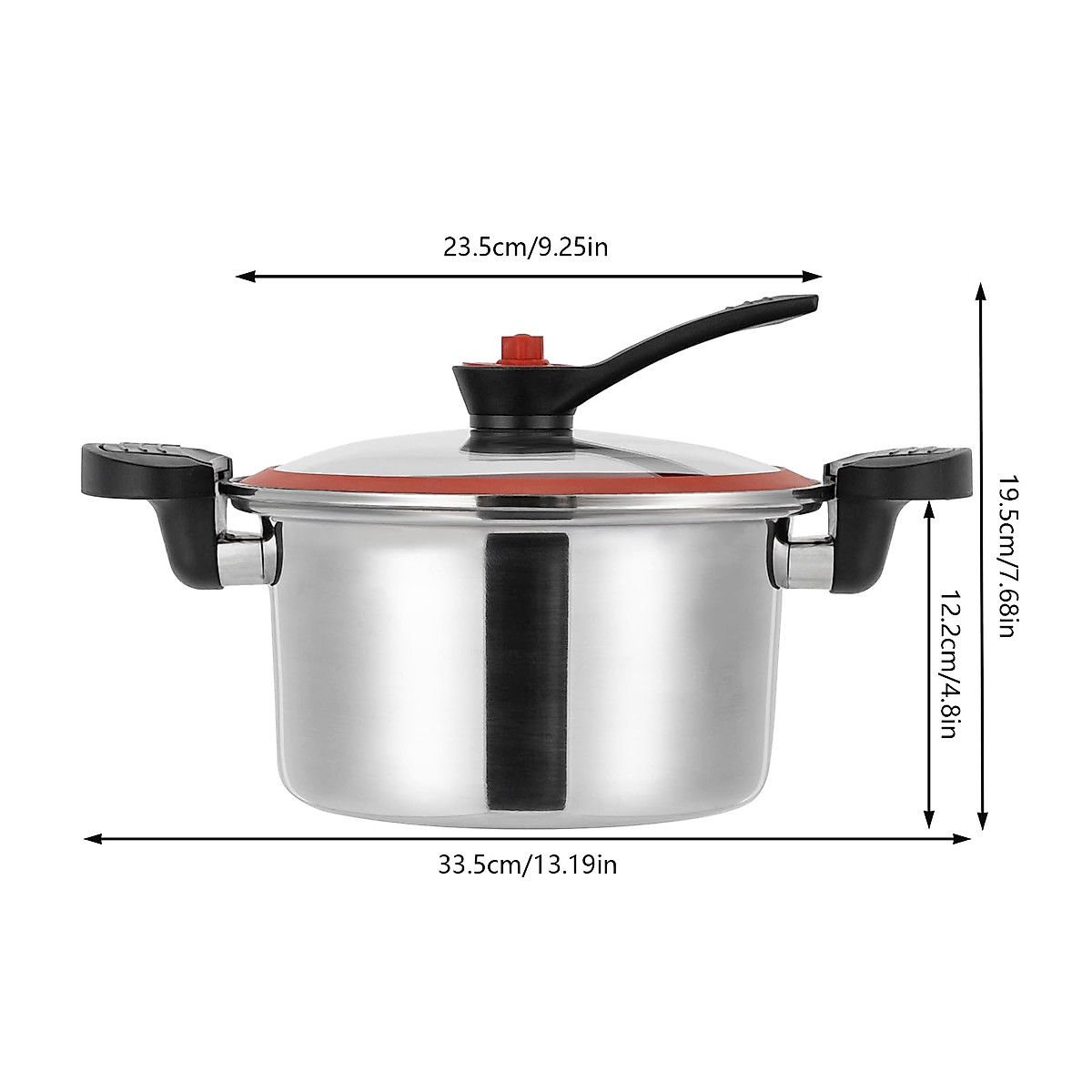 Pressure Cooker,1.8L/0.48gal Stainless Steel Pressure Pot,Non-stick Micro Pressure Soup Pot w/Clear Lid and Non-slip Handles for Boiling&Stewing on Various Stoves,33.5*19.5cm/13.19*7.68in,Silver Round