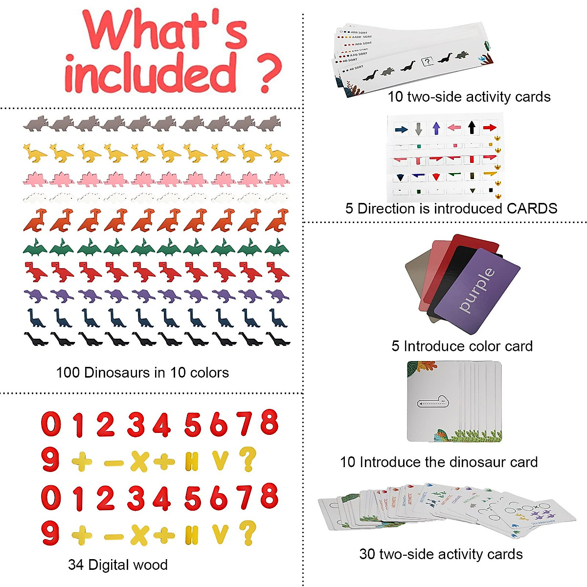 Counting Dinosaurs Toys with Matching Sorting Cards, Preschool Educational Toy for Matching, Counting and Sorting School Supplies Learning Activities Kids Age 4 5 6 7 Girls Boys Birthday Gift