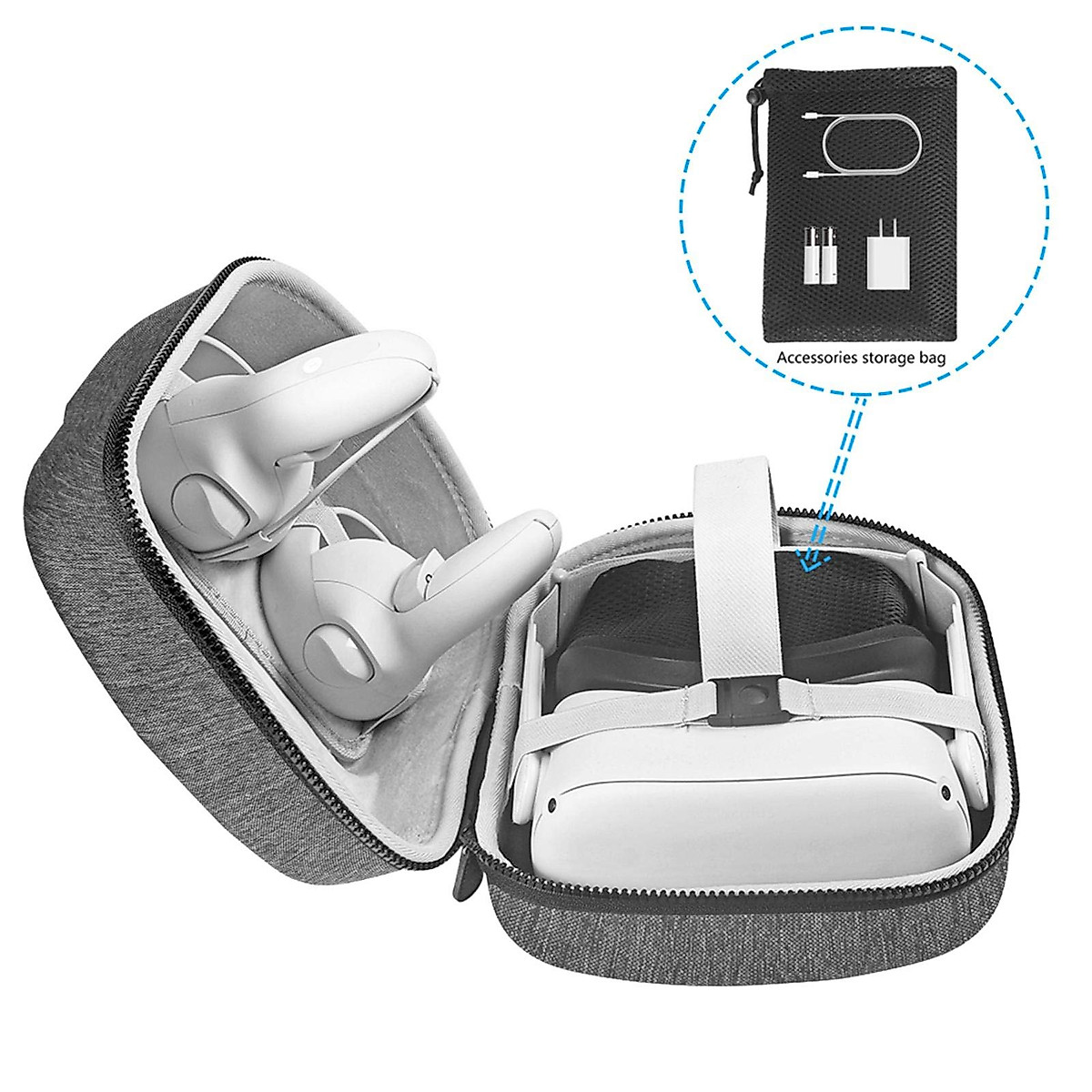 Carrying Case Compatible with Oculus Quest 2 | VR Gaming Headset and Touch Controllers Accessories Storage Bag | Waterproof Hard EVA Case for Oculus Quest 2/1 and Other Accessories