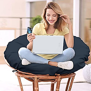 Qaworci Papasan Chair Cushion Cover Only, 55 in Papasan Chair Cushion Cover Water Resistant, Zippered Papasan Chair Covers, Washable Papasan Covers with Straps(Blue)