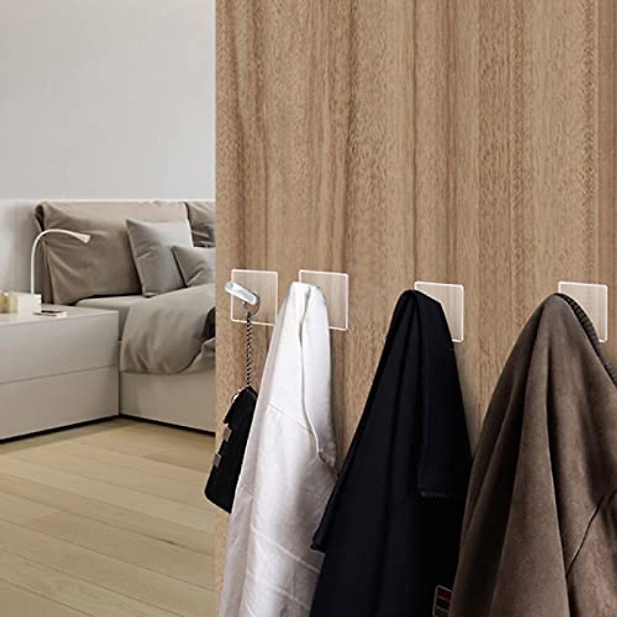 Watpot Acrylic Hat Hooks for Wall, Clear Adhesive Hooks for Hanging Towel Coat Bag, 6 Pack