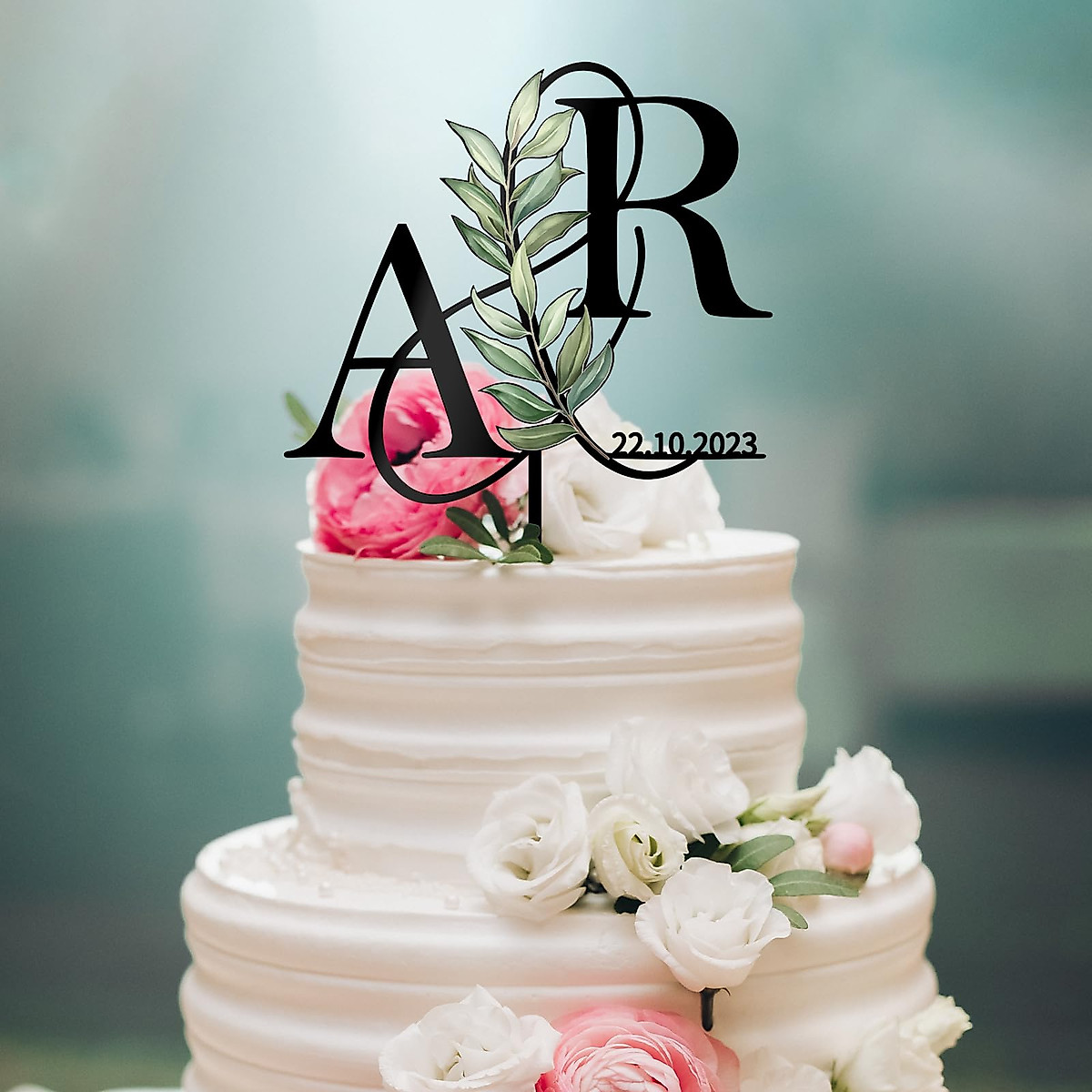 Party to Be Personalized Wedding Cake Topper in Acrylic Custom Bride and Groom Initial Cake Topper Cake Decoration (Design 03)