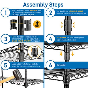 WZONICE98 5 Tier Storage Shelves Standing Shelf Units NSF Wire Garage Organizer Heavy Duty Garage Shelving Unit L Shaped Clothes Rack for Corner Laundry Bathroom Kitchen Pantry Closet