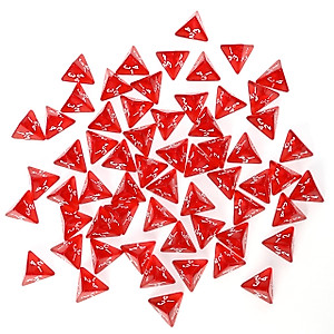60PCS Red Four Sided D4 Dice for D&D TRPG Cup Games, Multi Gem Polyhedral Triangular Mini Acrylic Dice Set Suitable for Board Table RPG Gaming Theme Parties Gatherings Bar Gift for Friends Family