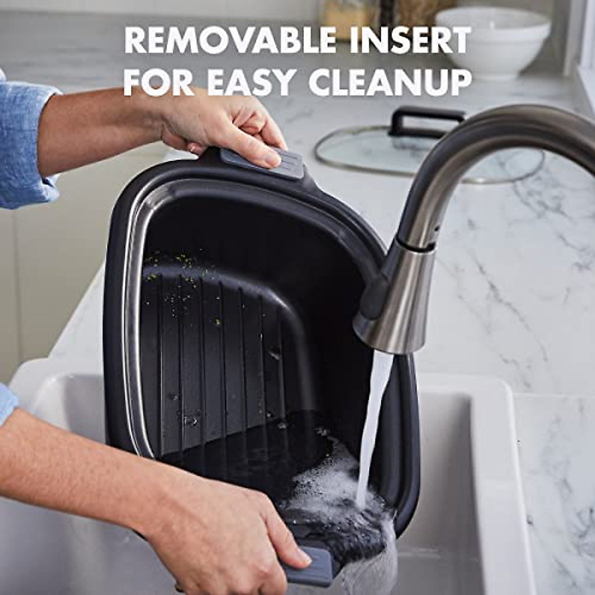 GreenPan Matte Black 13-in-1 Air Fryer Slow Cooker & Grill, Presets to Steam Saute Broil Bake and Cook Rice, Healthy Ceramic Nonstick and Dishwasher Safe Parts, Easy-to-use LED Display