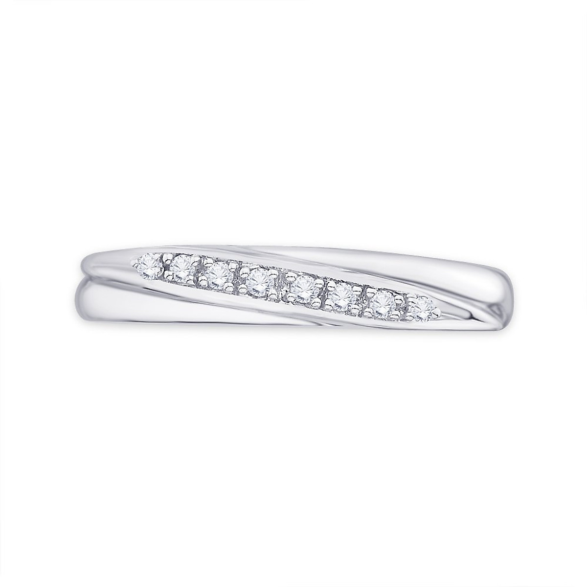 KATARINA Diamond Anniversary Wedding Band Stackable Ring in Sterling Silver (1/20 cttw, G-H, I2-I3) (Size-10)