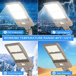 YELLORE 2 Pack 320W LED Parking Lot Light 44,800LM UL DLC Listed LED Shoebox Pole Light with Slip Fitter 5000K Flood Lights Outdoor IP65 Waterproof Commercial Street Light 100-277VAC