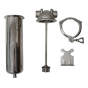INTBUYING 304 Stainless Steel 10KG High Pressure Water Filter Housing for 10’’L cartridges Filter,3/4in NPT Inlet and Outlet with Bracket and Drain Valve Heavy Duty Water Filter System