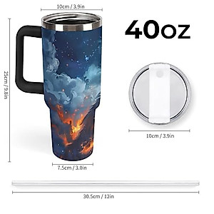 Galaxy Cats 40OZ Tumbler Stainless Steel Travel Mug Water Bottle Car Cup Tea Cups with Lid Black-style