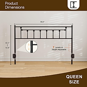 AOVSA Metal Queen Size Headboard, Victorian Farmhouse Style Queen Headboard, Easy Assembly, Steel Queen Headboard Only for Bedroom - Black