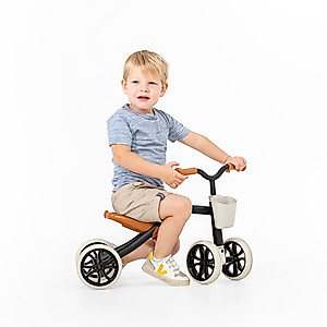 Chillafish Quadie Basket Stable 4-Wheel Grow-with-me Ride-on with Basket in The Front and Adjustable seat Height, for Kids 1-3 Year, Black