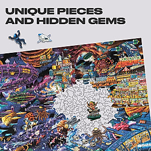 UNIDRAGON Original + IC4 Design Wooden Jigsaw Puzzle for Adults and Kids, Puzzle Board Game, Quezzle Space Adventures, Full Pack, 1000 Pieces, 28.2 by 19.6 Inches