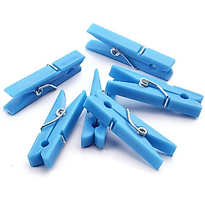 Jdesun 50 Pieces Photo Clips,Mini Plastic Picture Paper Clip Clothespins Peg for Office,Home,Arts(Blue)
