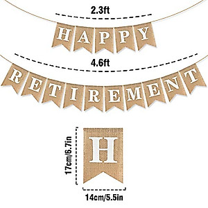 LINGTEER Happy Retirement Burlap Bunting Banner Perfect for Retirement Office Farewell Party Gift Decorations.