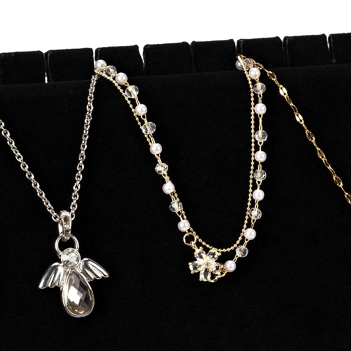 Yoimori Necklace Holder, 3 Tier Necklace Organizer Stand with Velvet, Wood Necklace Display Stands for Selling, Jewelry Display Stand for 72 Necklaces Bracelets (Brown)