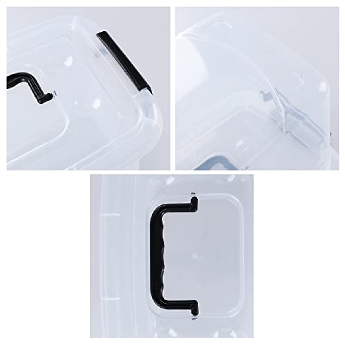 Hespama 6 Quart Storage Bin, Plastic Latch Box with Black Handle, 6 Packs, R