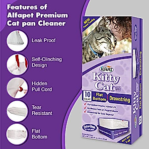 Alfapet Flat Bottom Cat Litter Box Liners, Pack of 20 - Super Heavy Duty Kitty Litter Bags with Drawstring for Poop and Liquid Waste - Jumbo Design for Extra Large Cat Pans