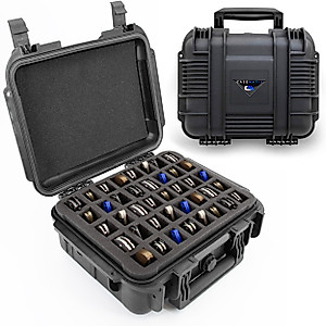 CASEMATIX 40 Folding Knife Case - Waterproof Pocket Knife Holder and Knife Box Organizer Fits 40 Folding Knives, Swiss Army Knives & More Up To 5" Folded in Lockable Knife Storage Case