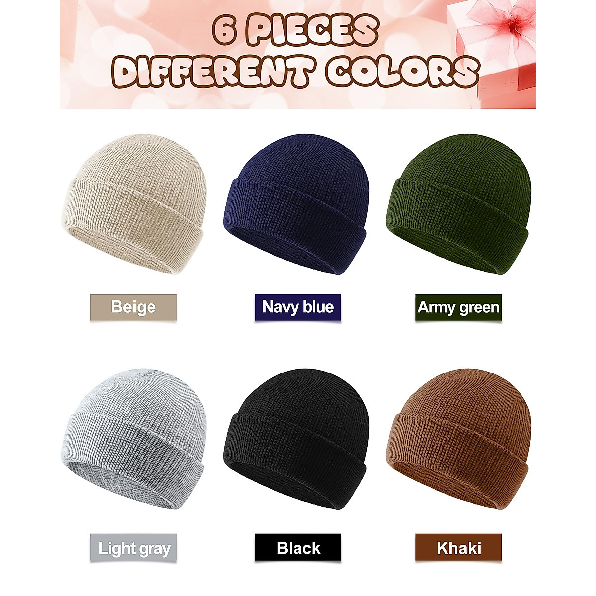 Liitrsh Pack of 6 Winter Baby Beanies Soft Warm Newborn Toddler Infant Cute Knit Baby Hats for Boys Girls Kids(for 1-3 Years Old)