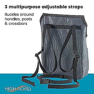 High Road Mobility Scooter Organizer, Compact Walker Bag and Wheelchair Side Bag with Easy Access Pockets for Adult Daily Living Needs (Gray Check)