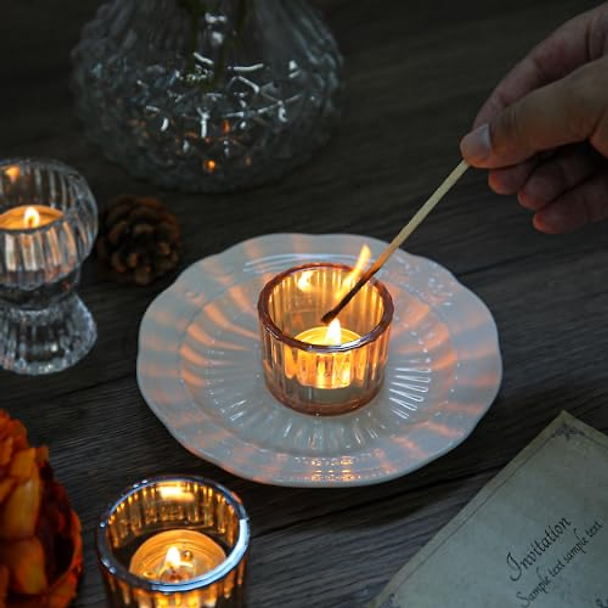 Capaniel 36pcs Gold Tealight Candle Holder, Glass Gold Plating Votive Candle Holders Small Candle Holders Bulk for Wedding Table Centerpiece, Birthday Party, Home Decoration