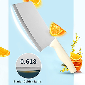 Kitchen Knife Set, 5PCS Stainless Steel Knife Set with Block, High Carbon White Kitchen Knife Set with Ergonomic Handle for Chopping Slicing Dicing Cutting Paring (White)