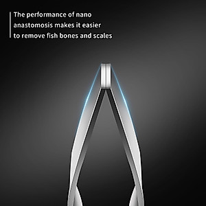 Fish Bone Tweezers 2 Pcs, Professional Stainless Steel Flat and Slant Pliers Set for Kitchen Salmon Trout (4.6")