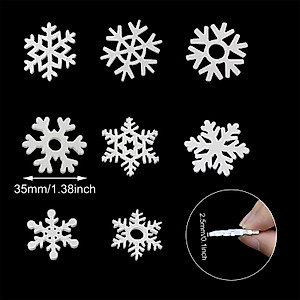 Honbay 100PCS Christmas Snowflakes Wood Slices Snowflake Wooden Embellishments Ornaments for Winter Xmas Tree Craft Decorations