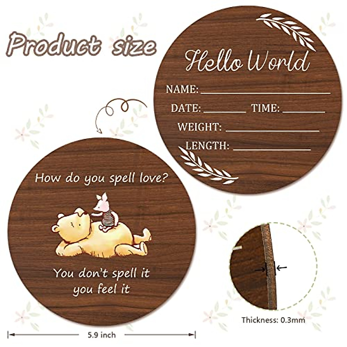 Baby Announcement Sign,Hello World Newborn Sign,Baby Name Sign,Baby Birth Announcement Sign for Photo Prop,Baby Nursery Decor