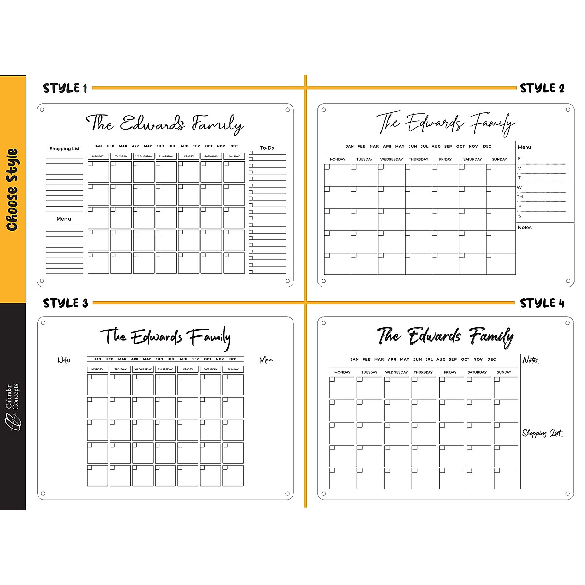 PERSONALIZED Premium Family Name Acrylic Calendar for Wall - Customized Acrylic Wall Calendar - Dry Erase Board Monthly Family Planner - Design by Yourself - Custom Acrylic Wall Calendar