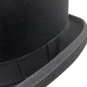 Black Bowler Hat for Men 100% Wool Derby Hat Mens Dress Hat Fedora Hats for Men Top Hat for Costumes