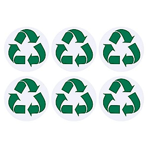 MECCANIXITY Recycle Sticker Bin Labels 5 Inch Recycling Vinyl for Stainless Steel/Plastic Trash Can, Home Office Indoor Use, White Pack of 6