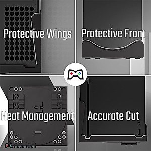 Hosanwell Xbox Series X Wall Mount,Metal Support-5 in 1 Xbox Series X Wall Mount kit with 2 Way Magnetic Charging Cable,Detachable Controller Holder & Headphone Hanger,Black