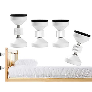 cosbur 4 Pack Adjustable Threaded Headboard Stoppers, Bed Frame Anti-Shake Tools, Headboard Bumper, Bedside Headboards Prevent Loosening Anti-Shake Fixer, Bed Accessories(1.8-2.5in)(White)
