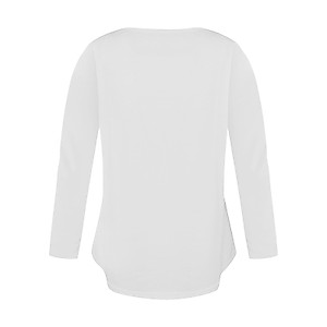 ZDRZK Cute Long Sleeve Tops for Women Dressy Casual Boho Floral Print Crew Neck Petite Shirts Fall Fashion Blouse 2023 Dressy Blouses for Women White S