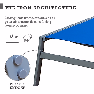 Kozyard Wilson 3 Pieces Textilene Chaise Lounge Set with Side Table Outdoor,Adjustable Back & Pillow for Yard,Garden,Sunbathing (2 Pack) (Blue W/Table)