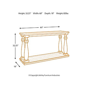 Signature Design by Ashley Mallacar Rustic Cottage Rectangular Sofa Table with Floor Shelf, Black