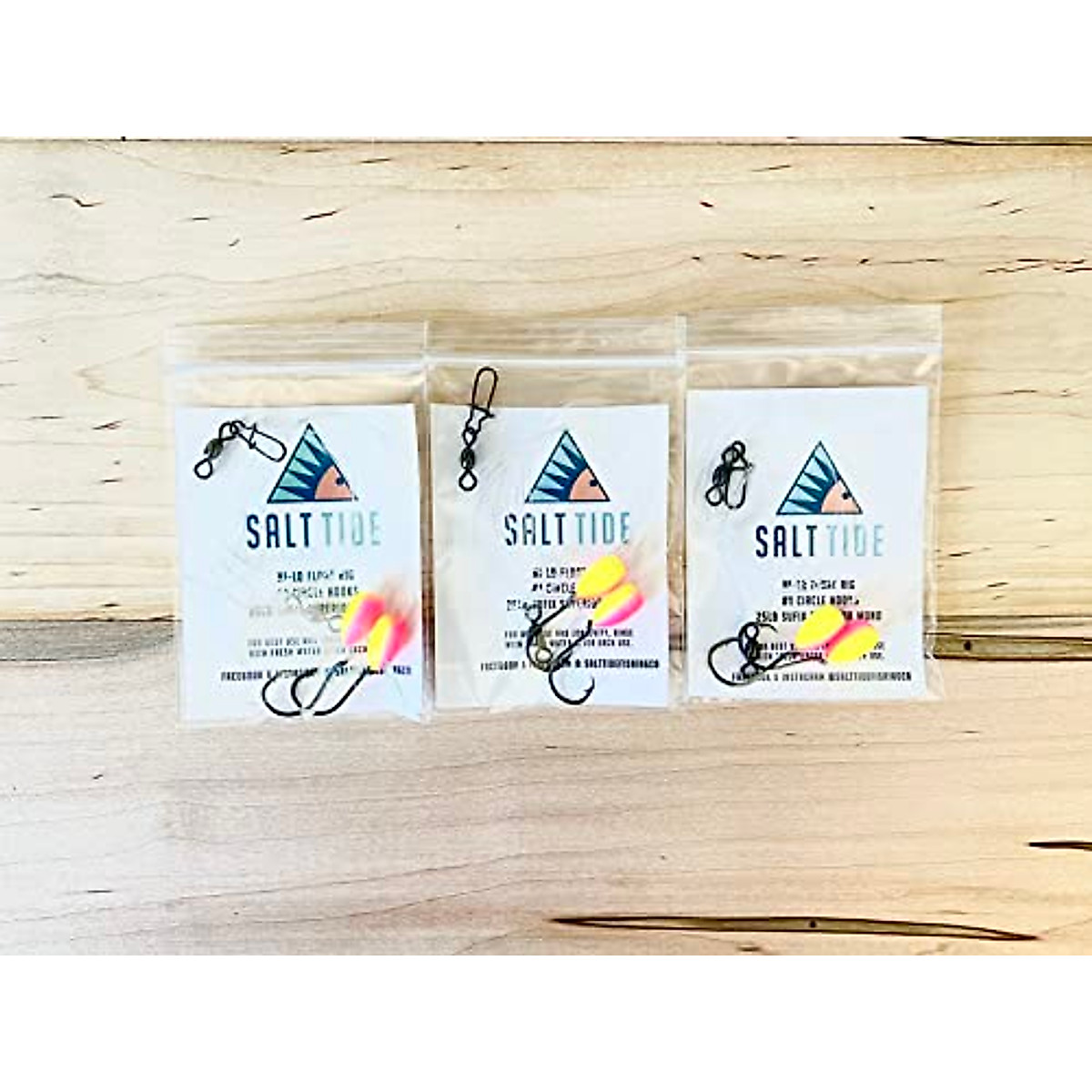 3 Pack '#1' Pompano Rig Surf Fishing Hi-Lo Double Drop Hand-Tied 25LB Mono (Pink/Yellow)