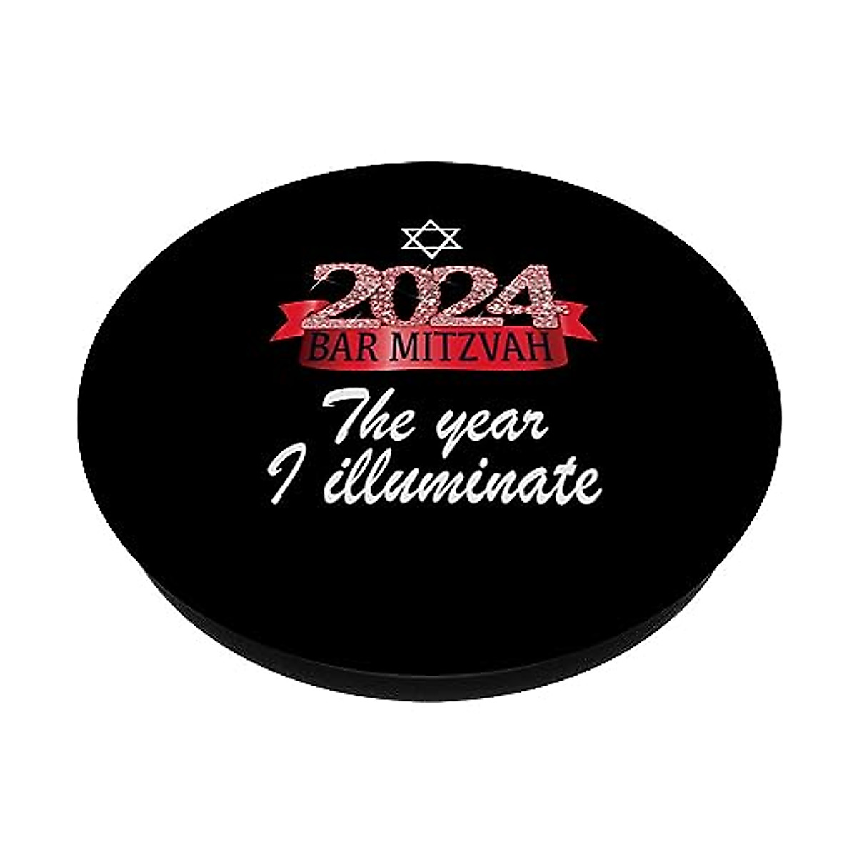 2024 Bar Mitzvah Quote Festive Black Red Decor PopSockets Standard PopGrip